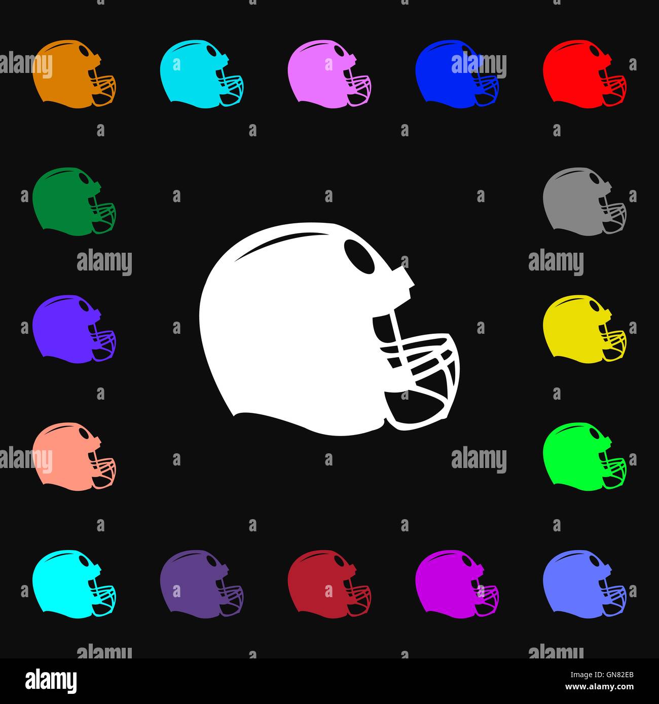 football helmet icon sign. Lots of colorful symbols for your design ...