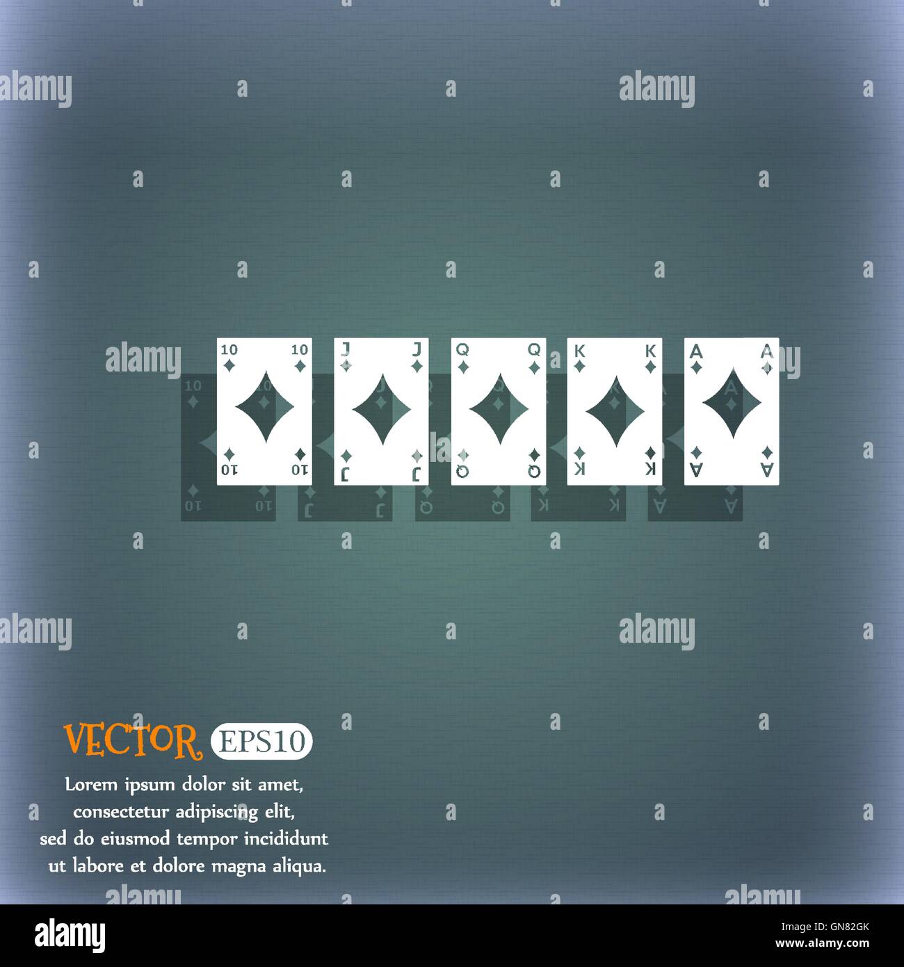 A royal straight flush playing cards poker hand in hearts icon. On the ...