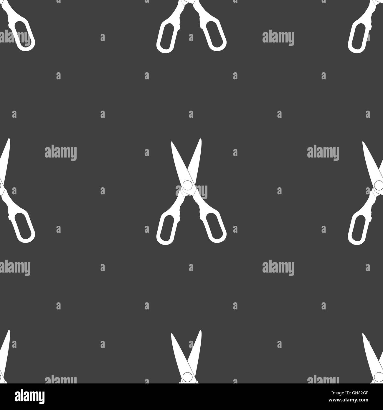 Scissors icon sign. Seamless pattern on a gray background. Vector Stock ...