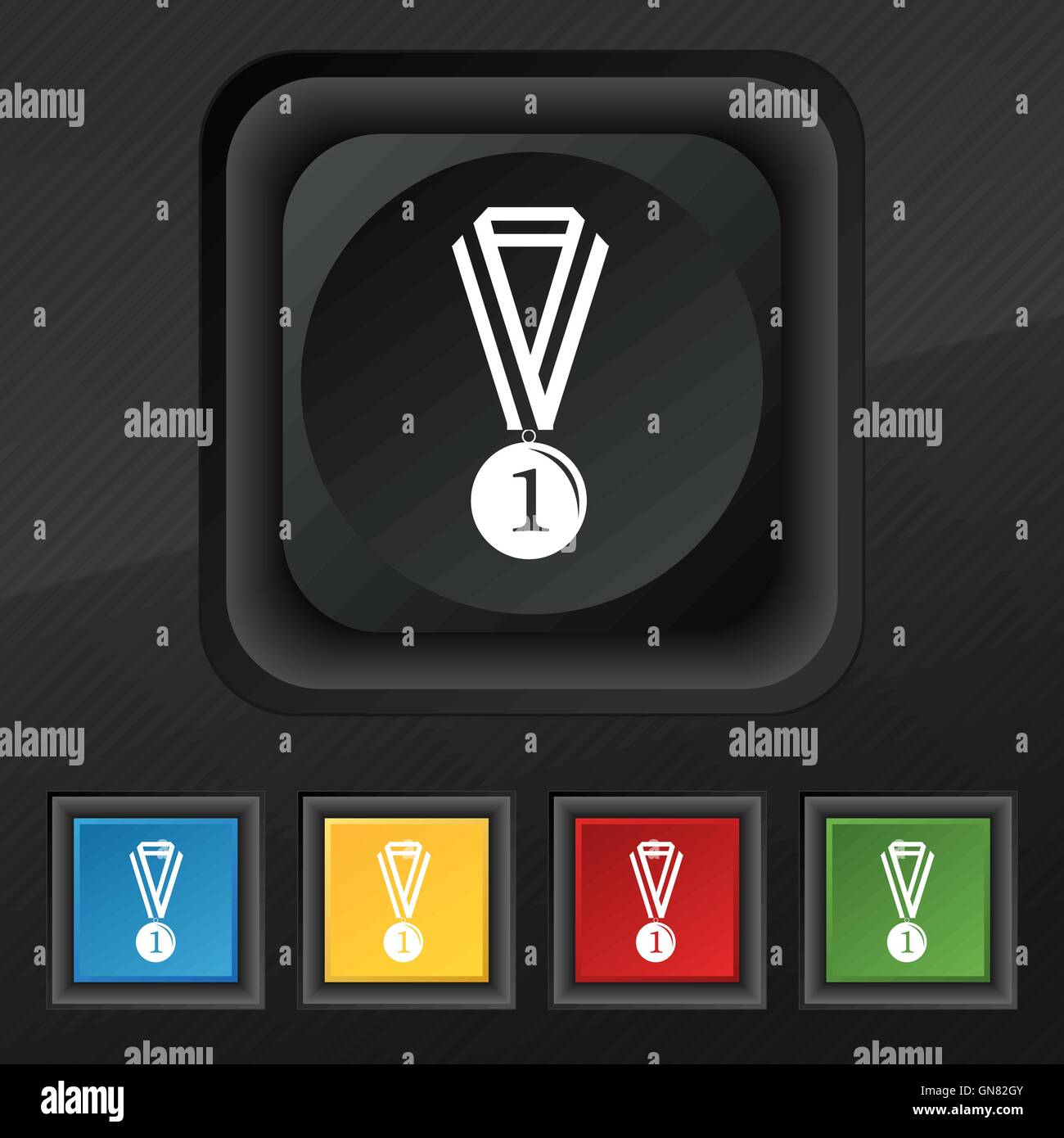 the medal for first place icon symbol. Set of five colorful, stylish ...