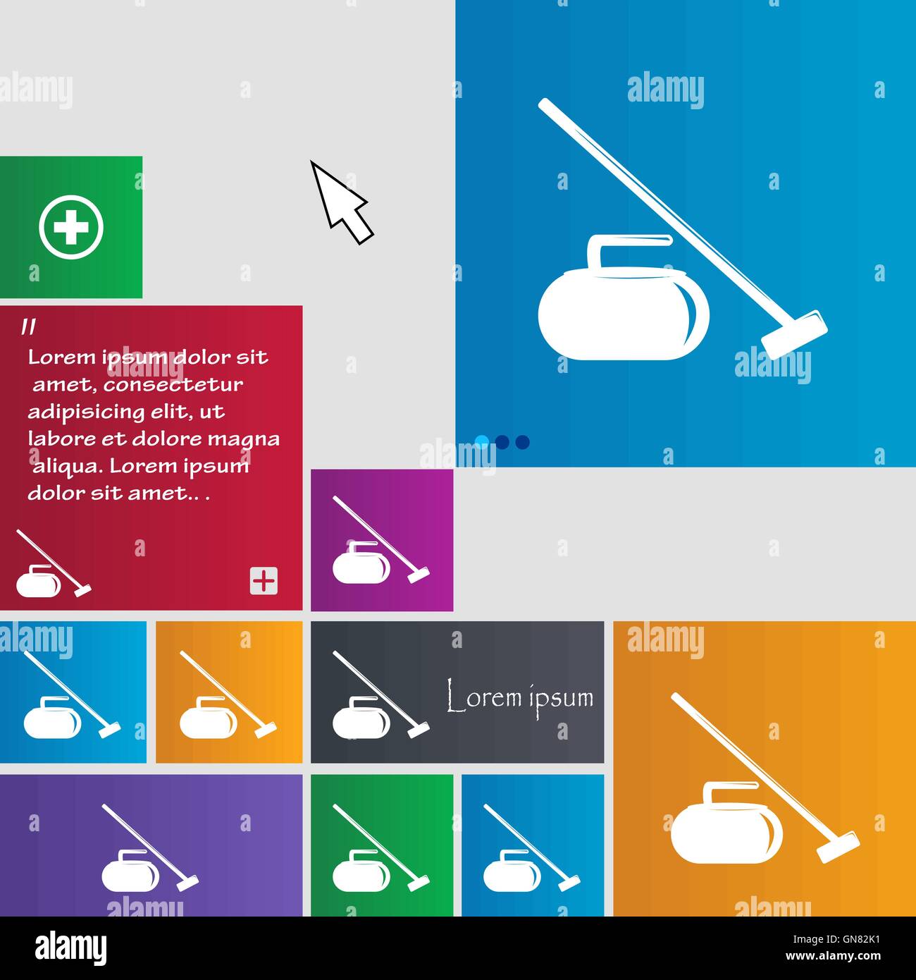 The stone for curling icon sign. buttons. Modern interface website buttons with cursor pointer ...