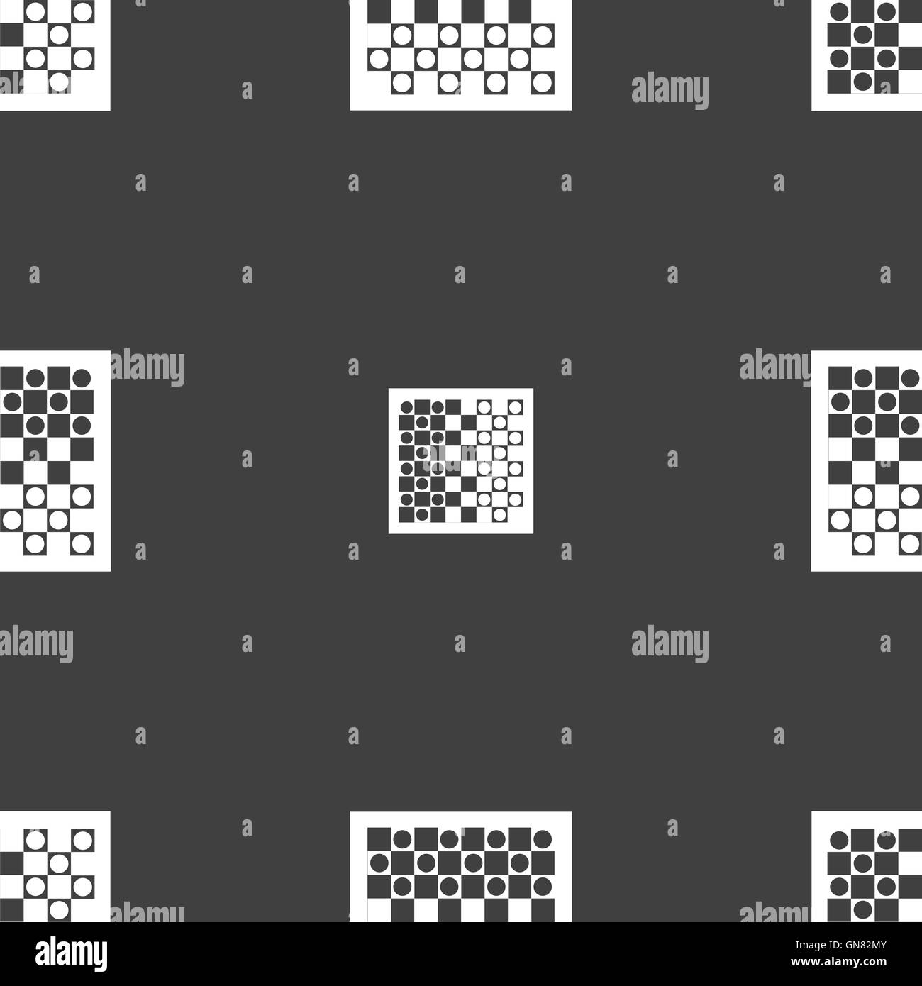 checkers board icon sign. Seamless pattern on a gray background. Vector ...