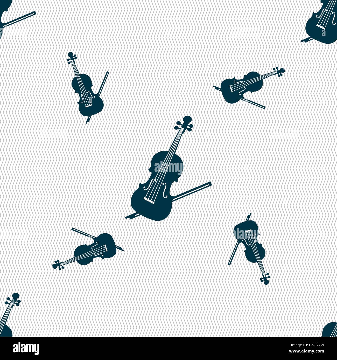 Violin icon sign. Seamless pattern with geometric texture. Vector Stock ...