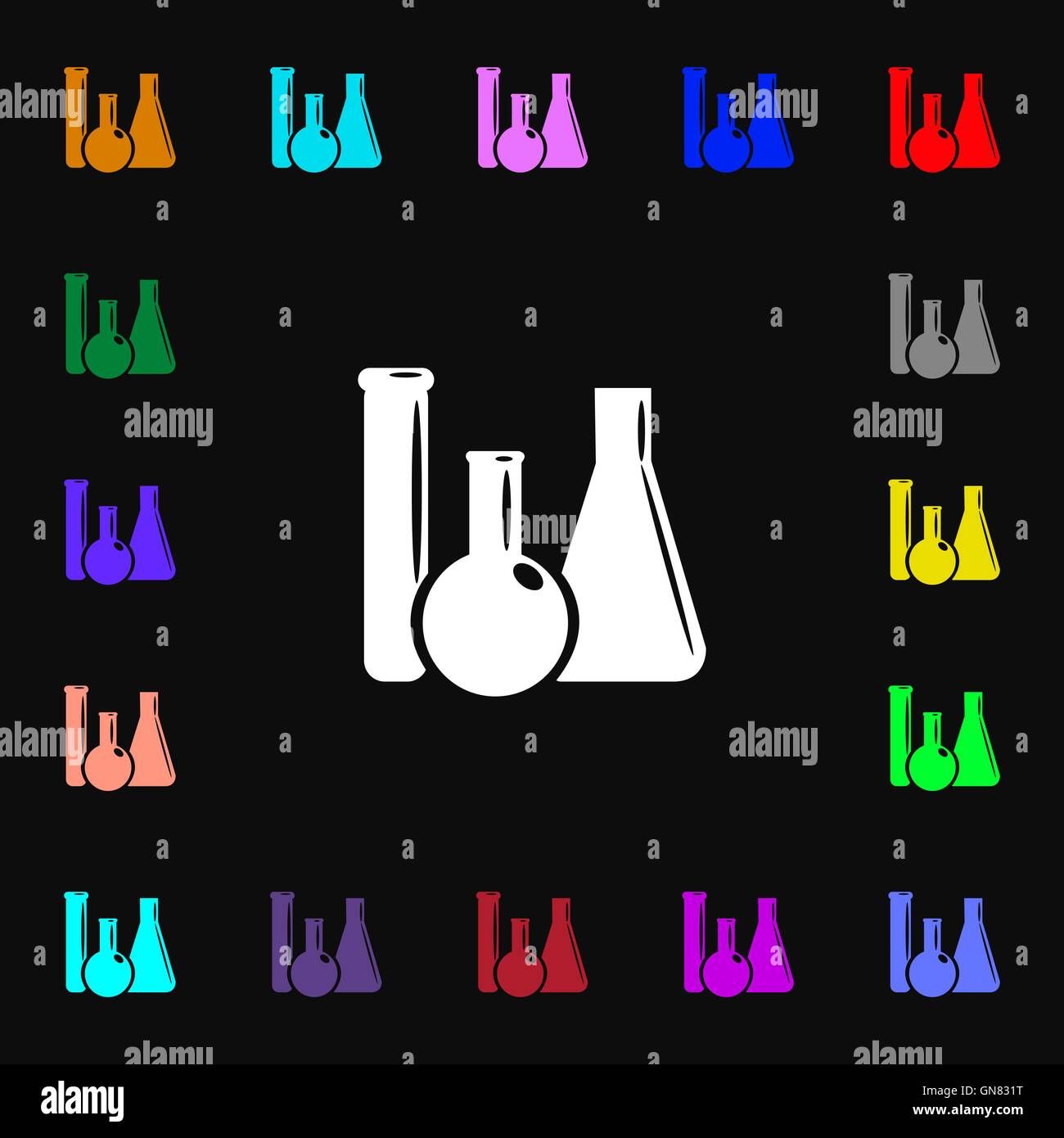 laboratory glass, chemistry icon sign. Lots of colorful symbols for ...