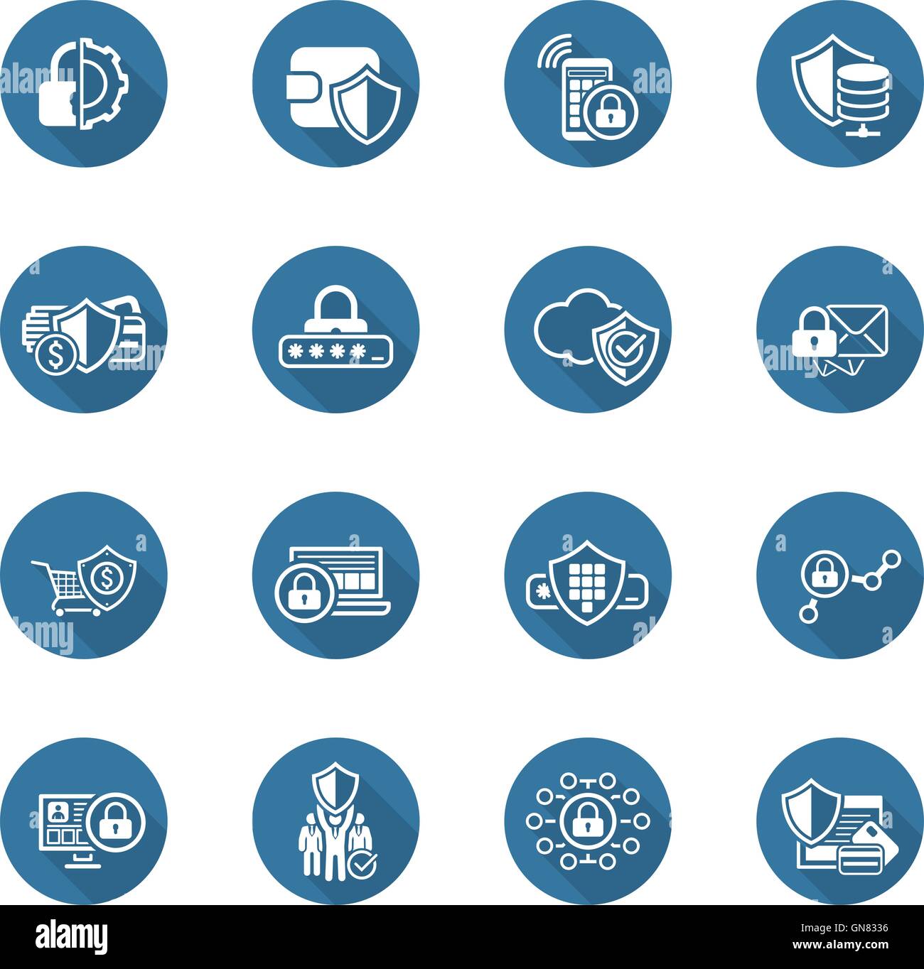 Flat Design Protection And Security Icons Set Stock Vector Image And Art Alamy