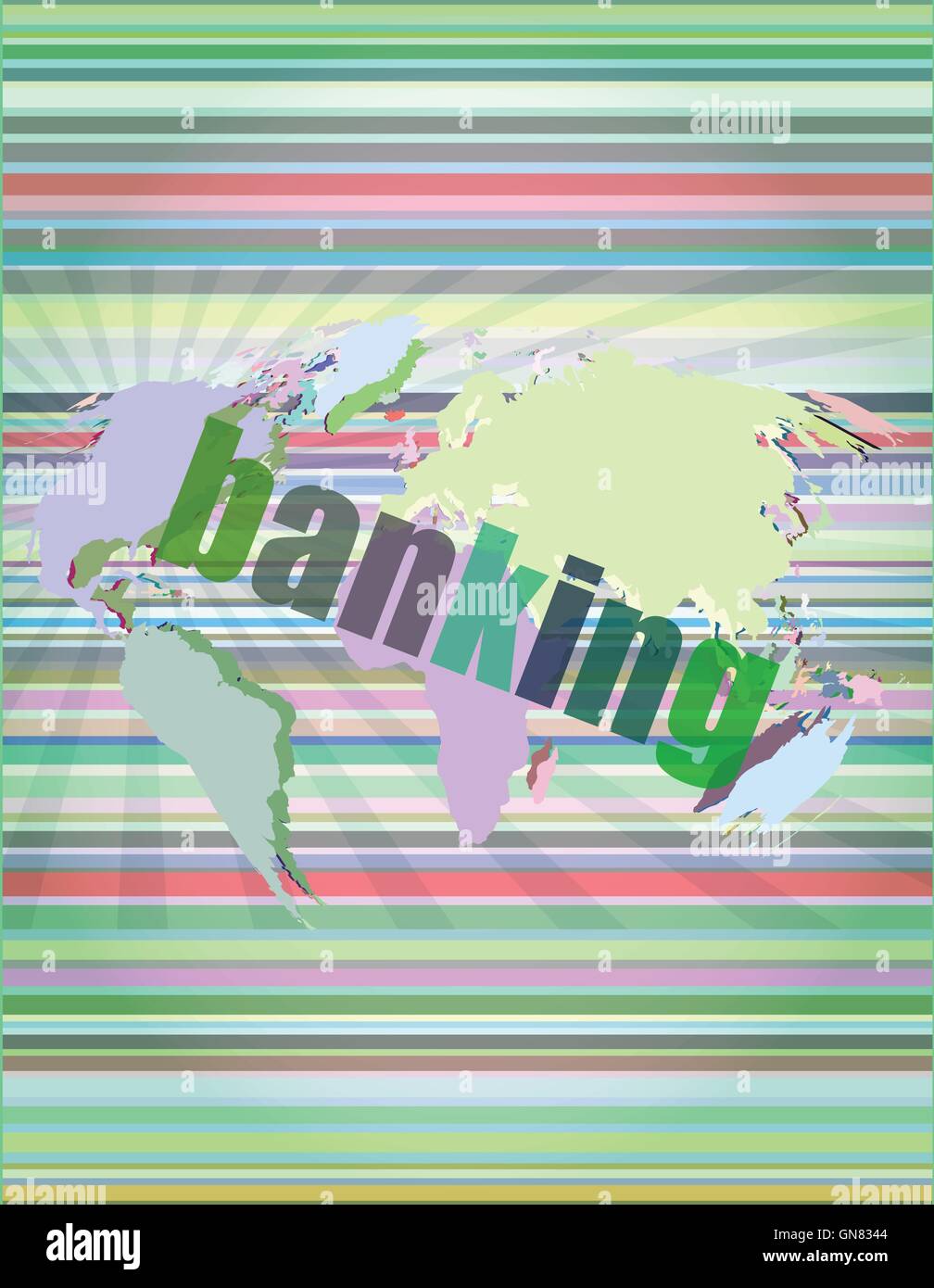 banking word on touch screen, modern virtual technology background ...