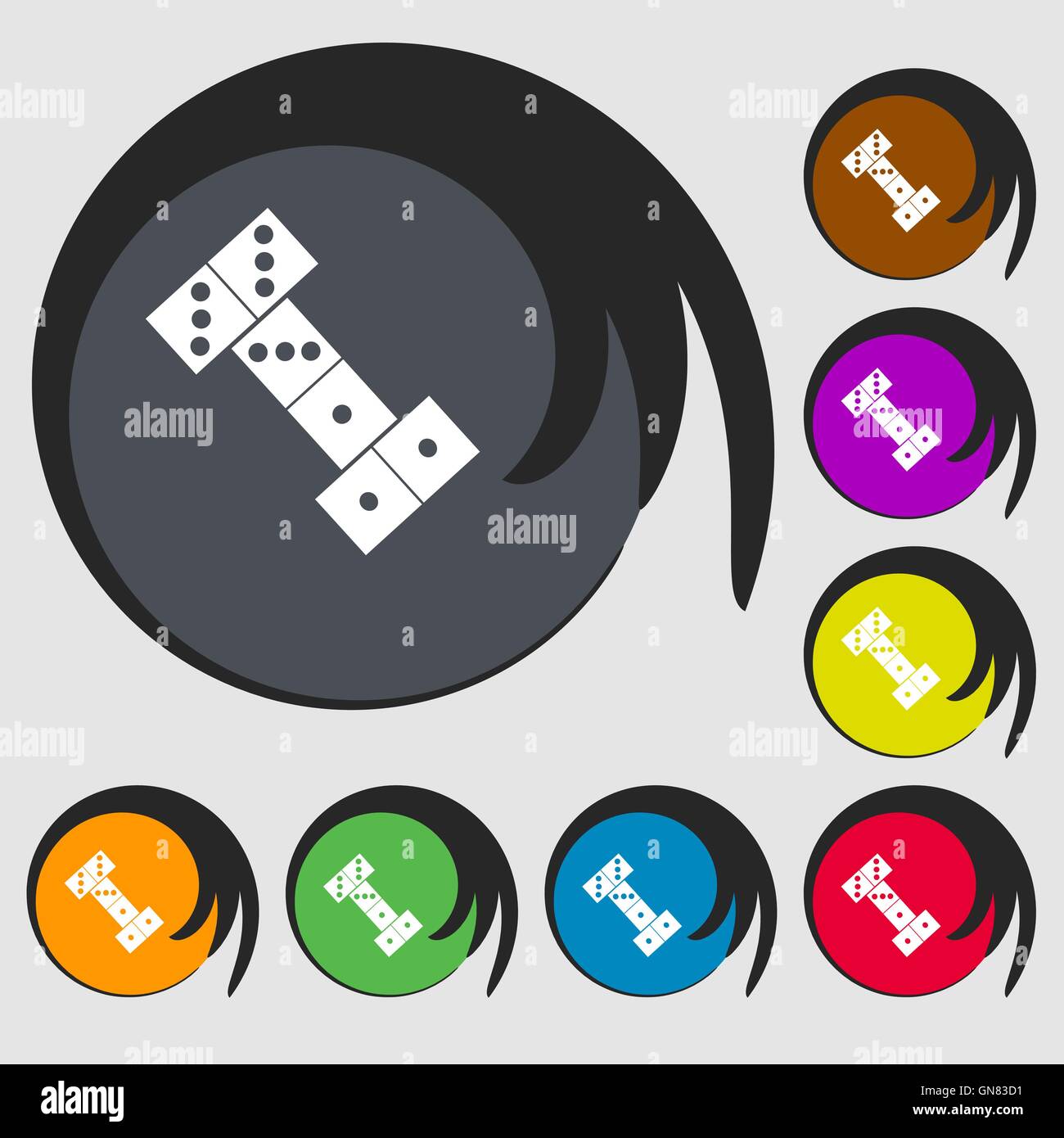 domino icon. Symbols on eight colored buttons. Vector Stock Vector ...