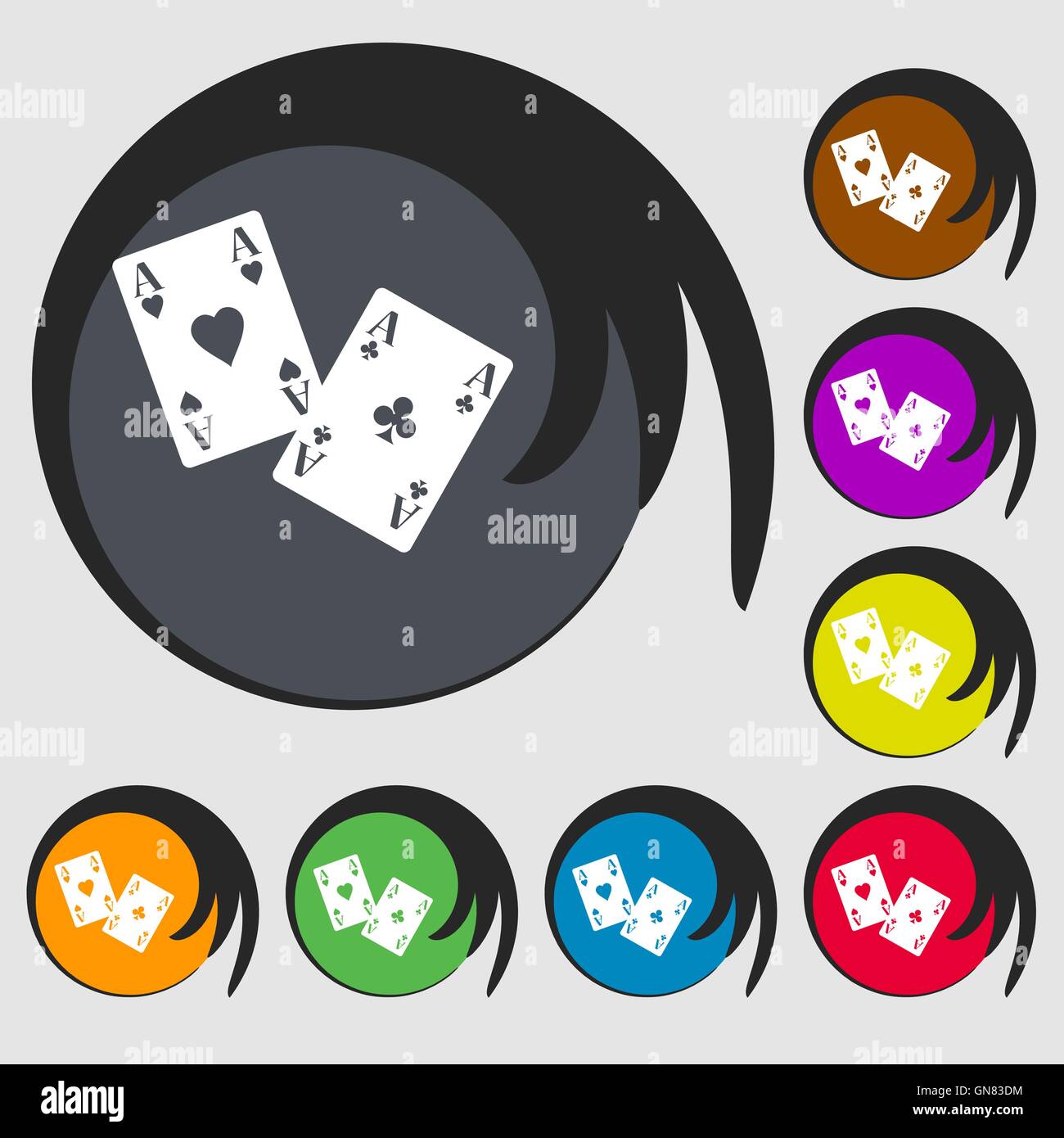 Two Aces icon. Symbols on eight colored buttons. Vector Stock Vector ...