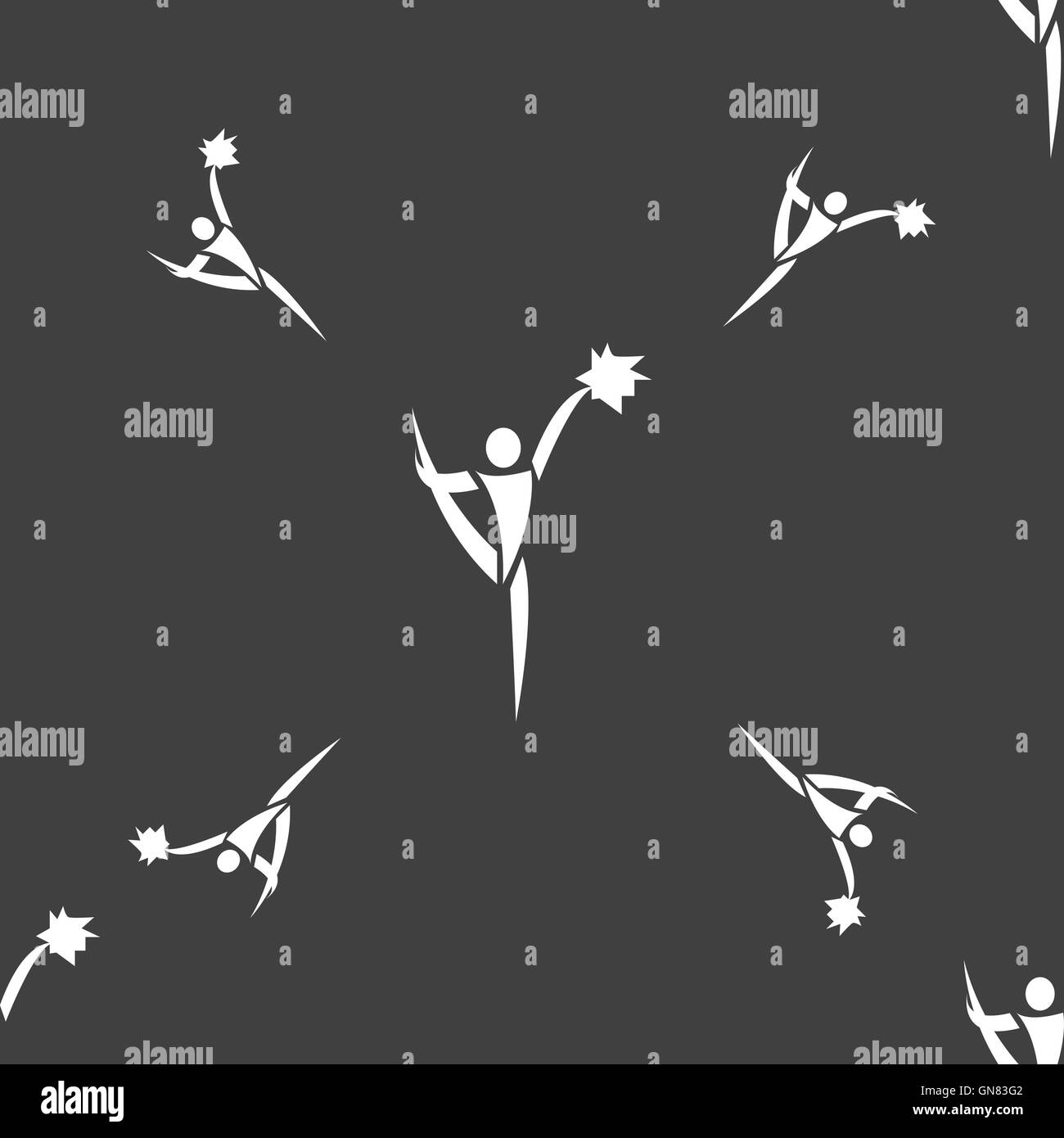cheerleader icon sign. Seamless pattern on a gray background. Vector ...
