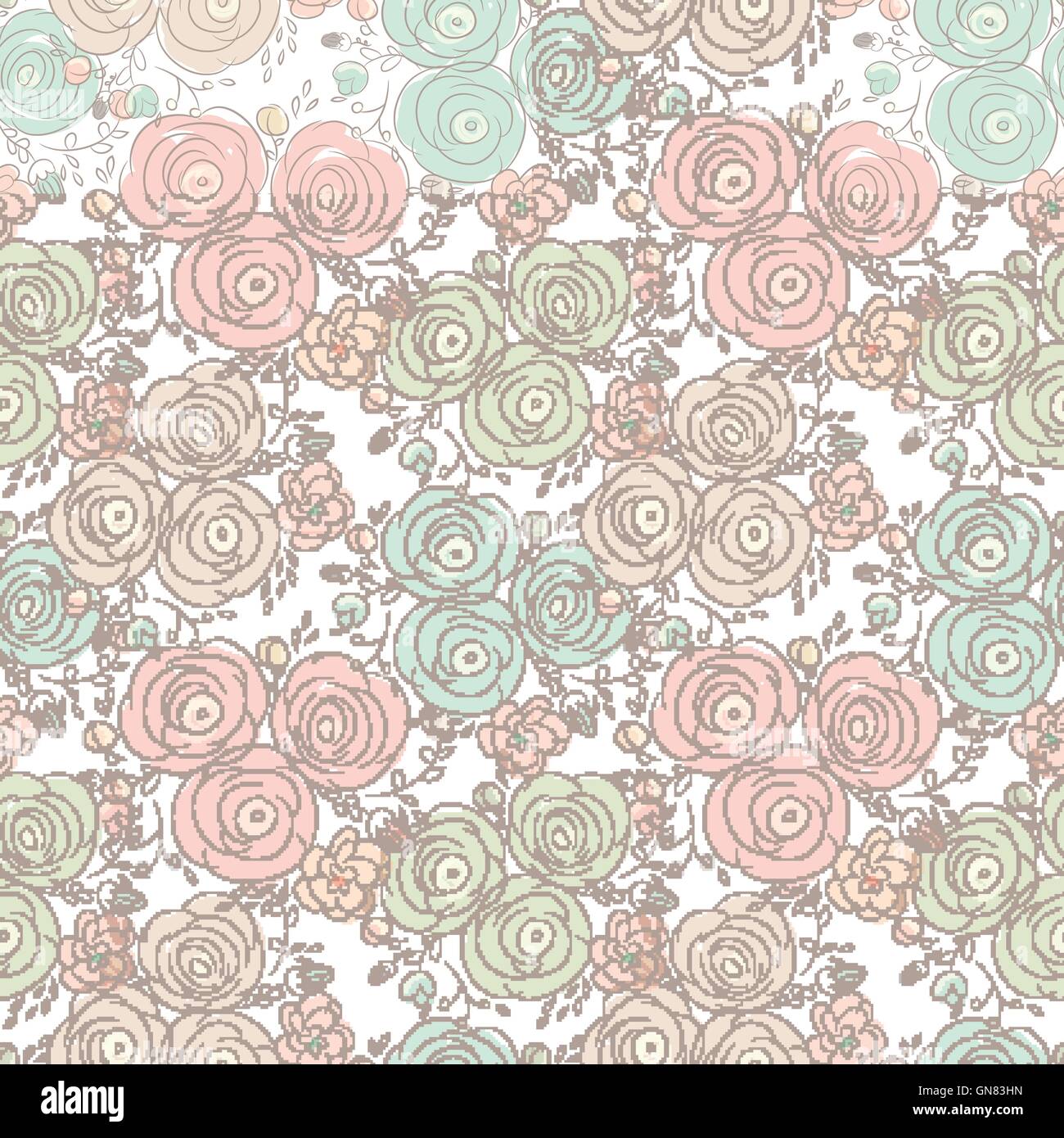 Hand drawn rose seamless Stock Vector Images - Alamy