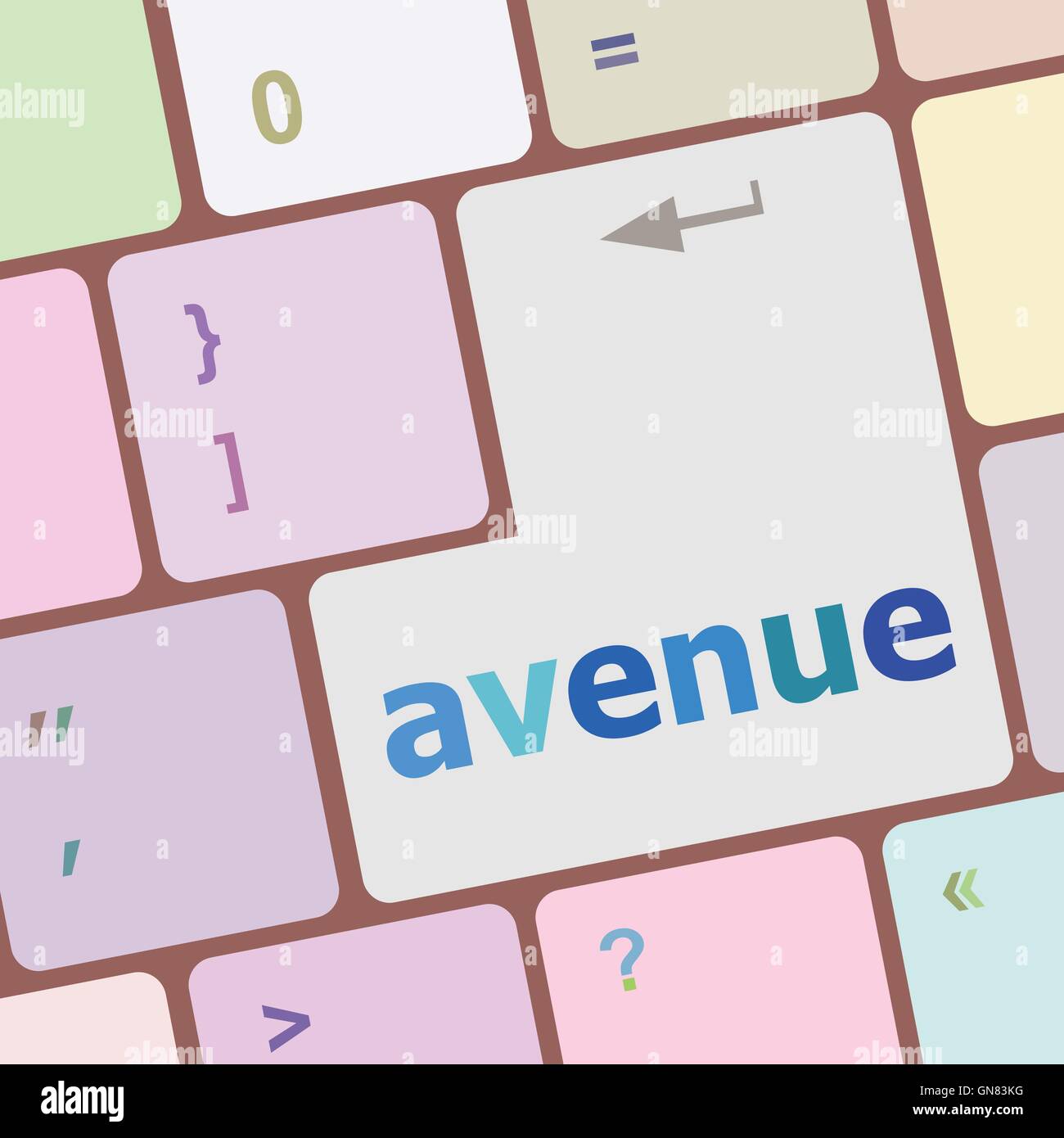 avenue word on keyboard key, notebook computer vector illustration ...