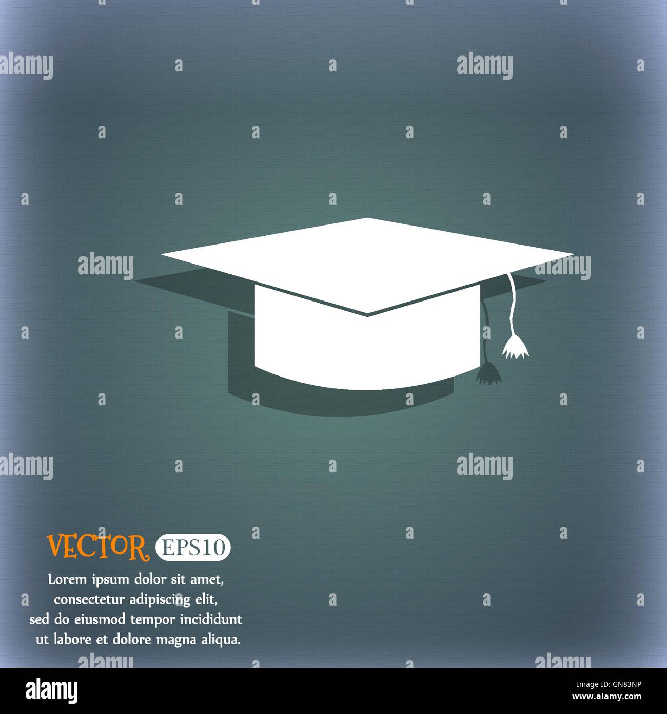 Graduation cap icon. On the blue-green abstract background with shadow ...