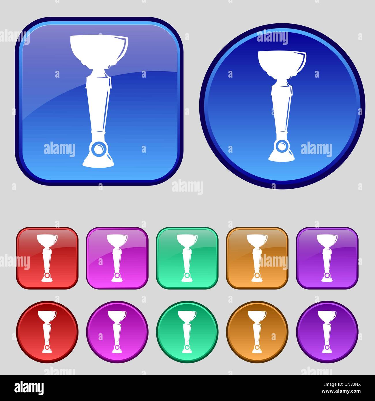 trophy icon sign. A set of twelve vintage buttons for your design ...