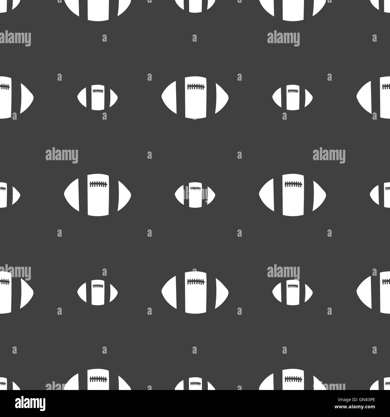 rugby ball icon sign. Seamless pattern on a gray background. Vector ...