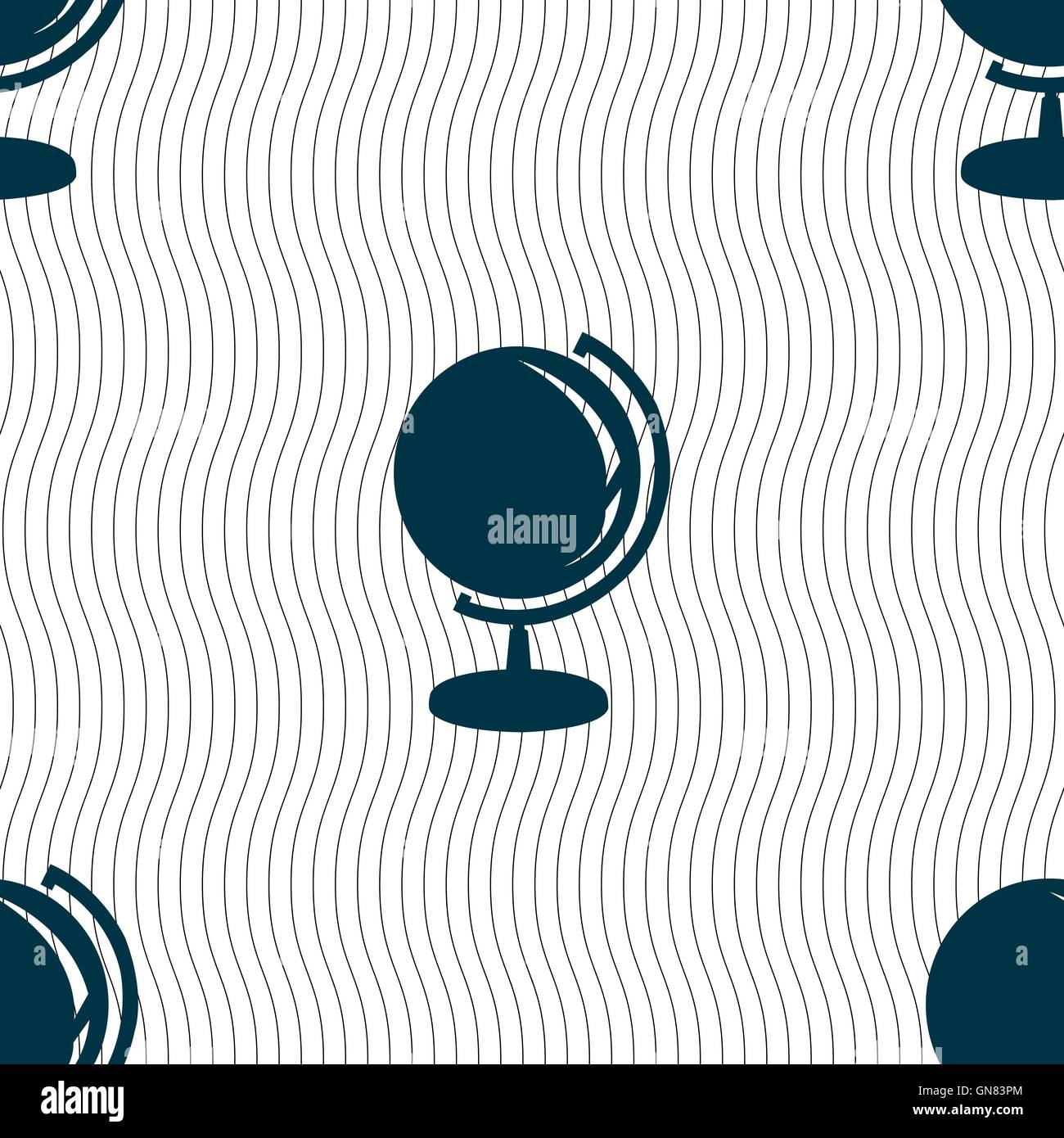 Globe icon sign. Seamless pattern with geometric texture. Vector Stock ...