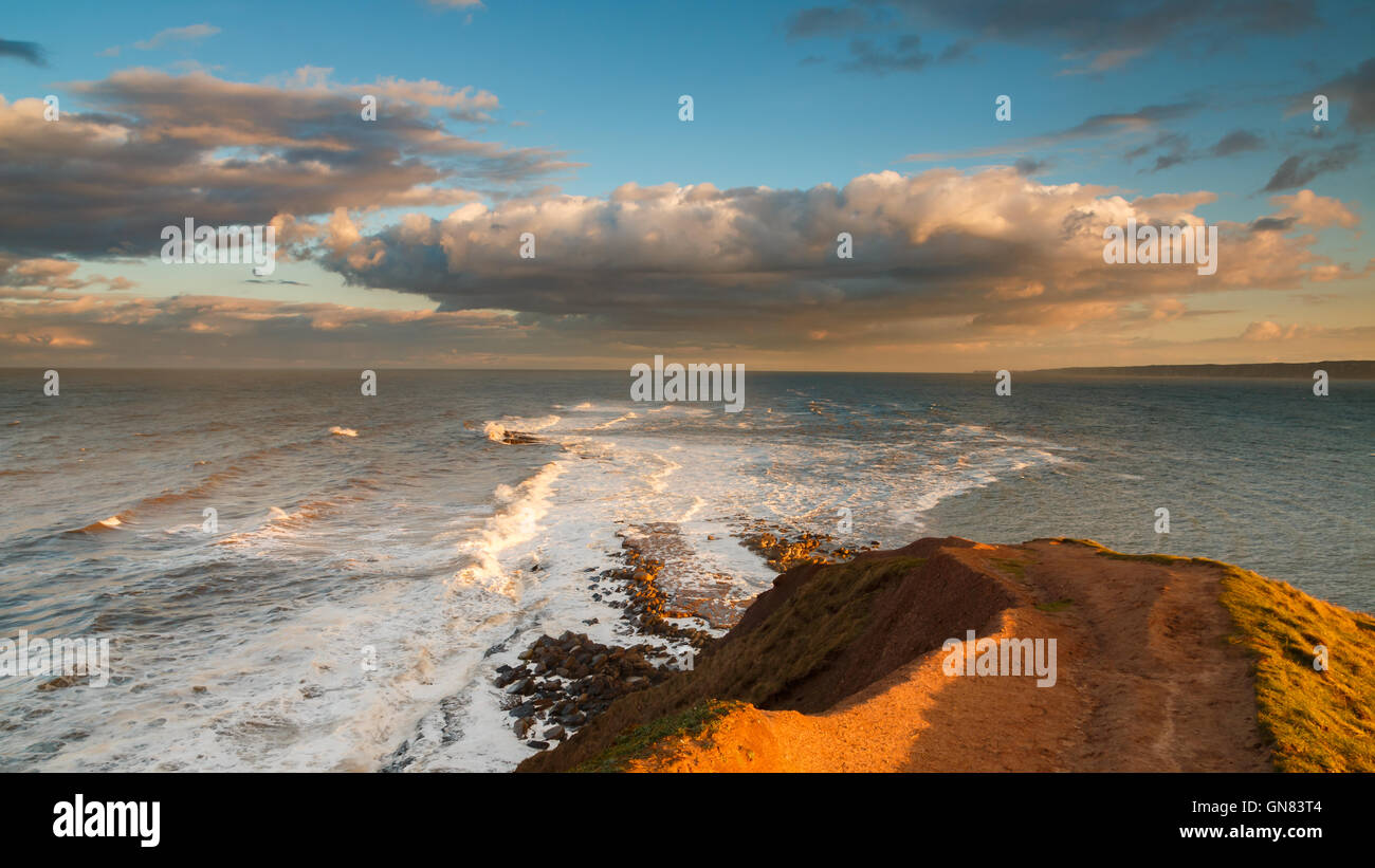 Filey Brigg looking out over the North Sea, North Yorkshire Stock Photo ...
