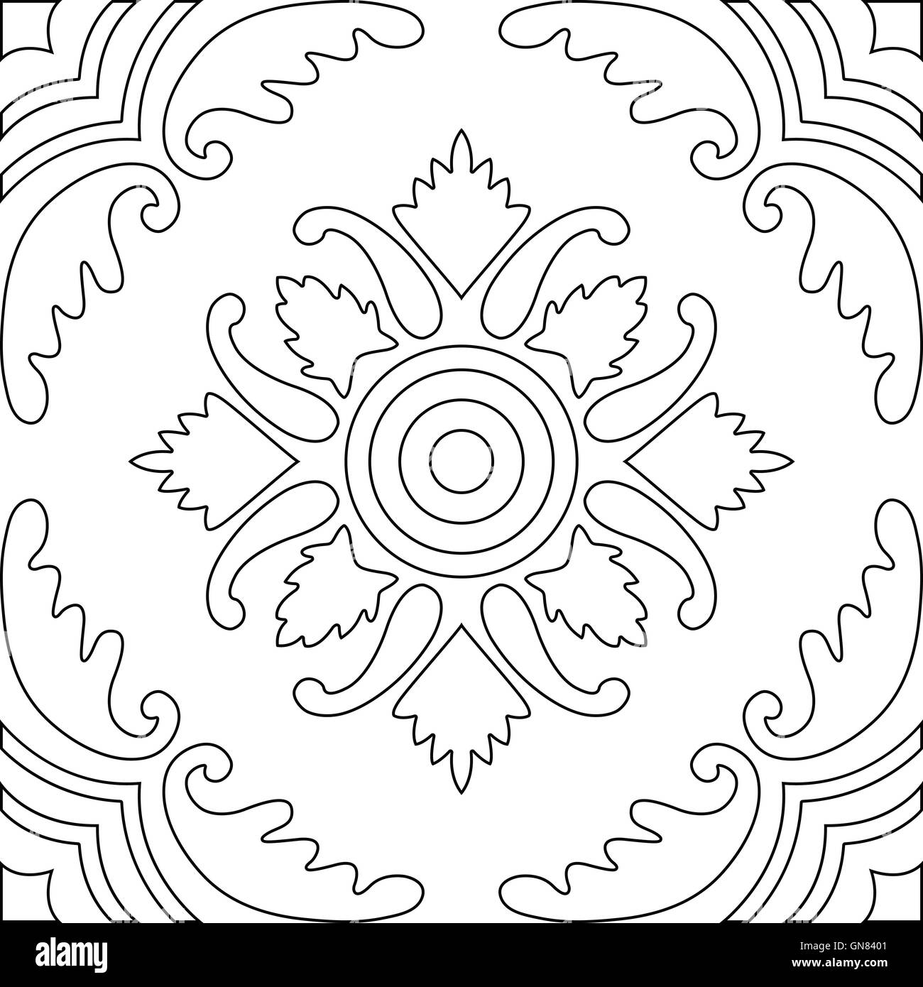 Unique coloring book square page for adults - seamless pattern tile ...