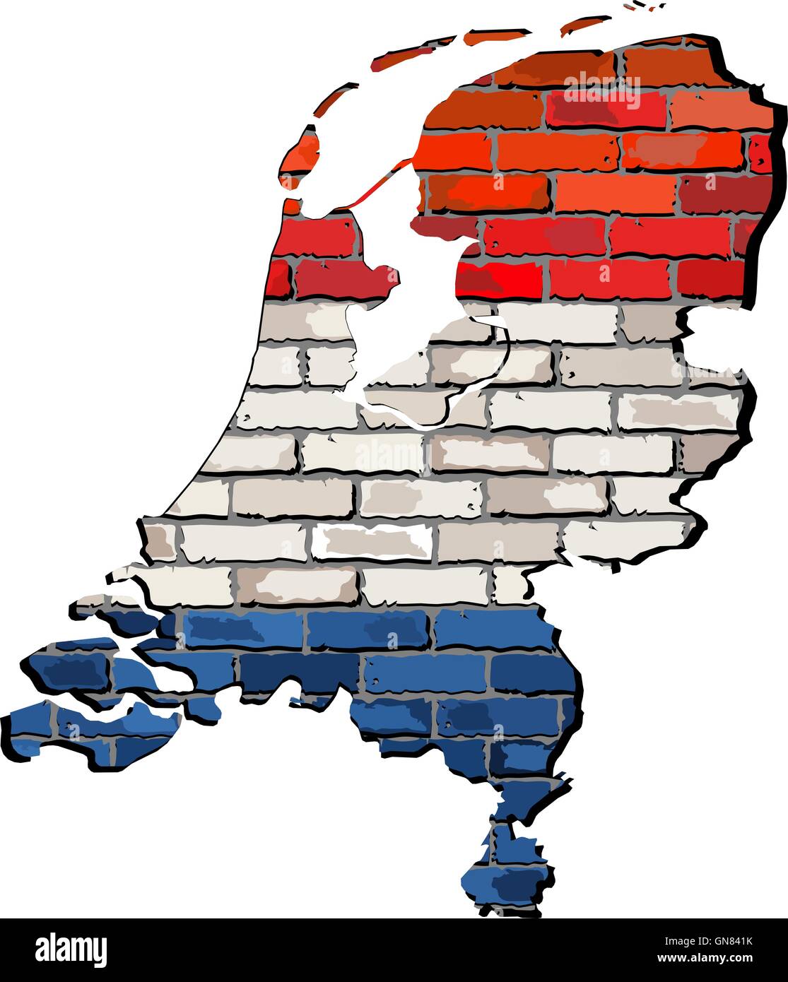 Netherlands map on a brick wall Stock Vector Image & Art - Alamy