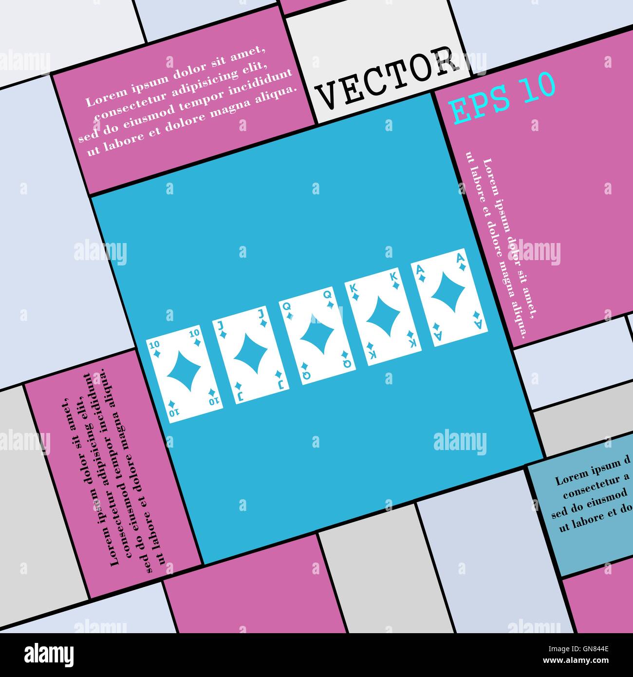 A royal straight flush playing cards poker hand in hearts icon sign ...