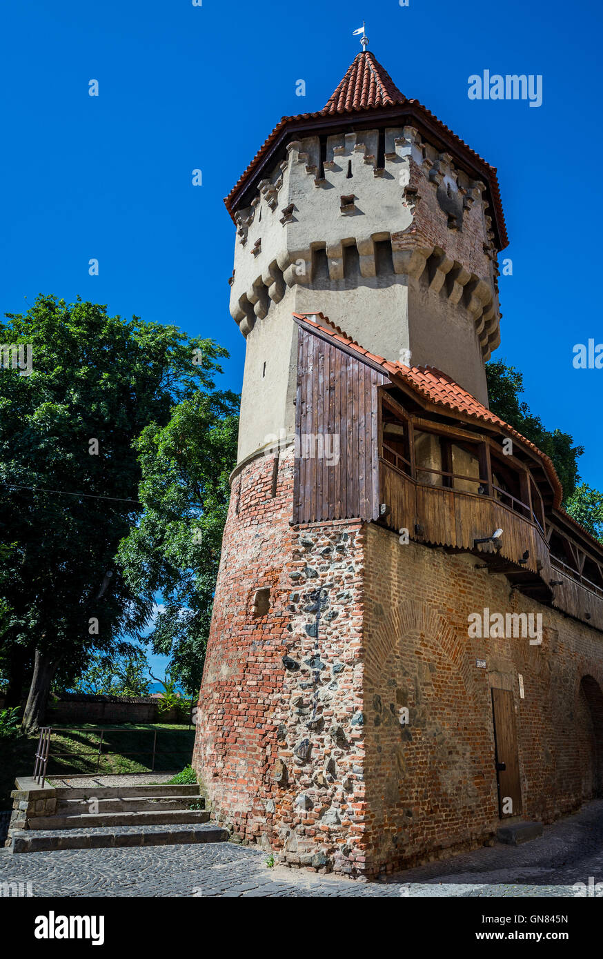 Carpenter's Tower in Sibiu city in Romania Stock Photo - Alamy
