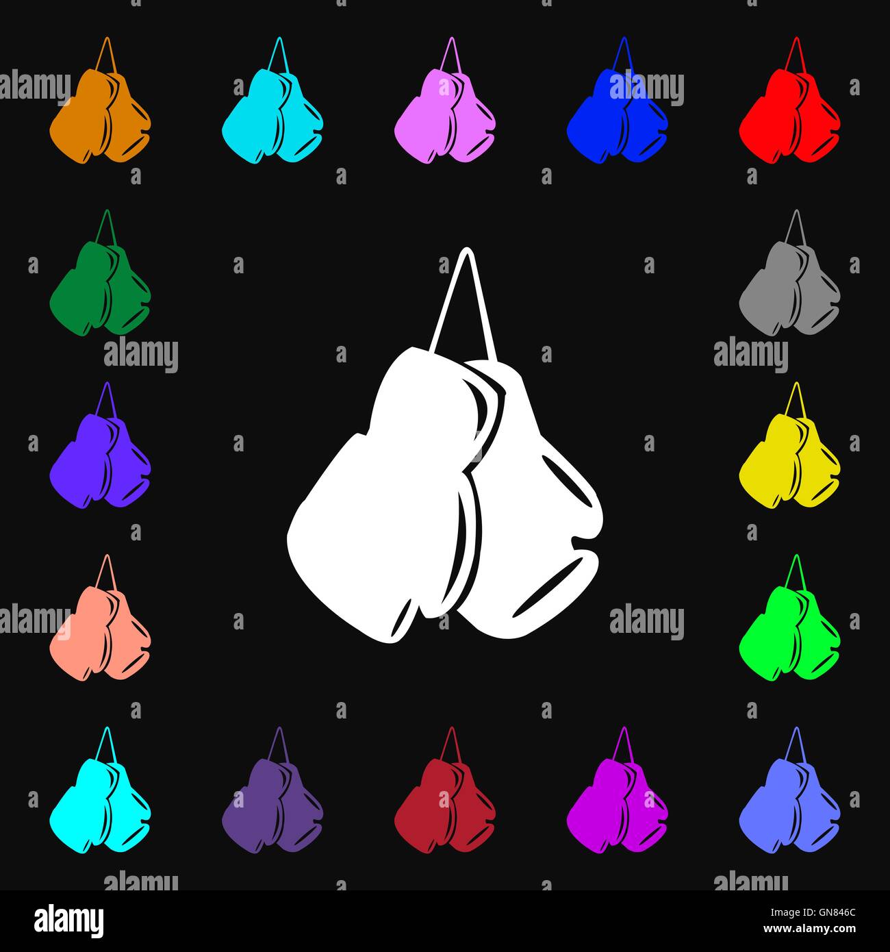 boxing gloves icon sign. Lots of colorful symbols for your design ...