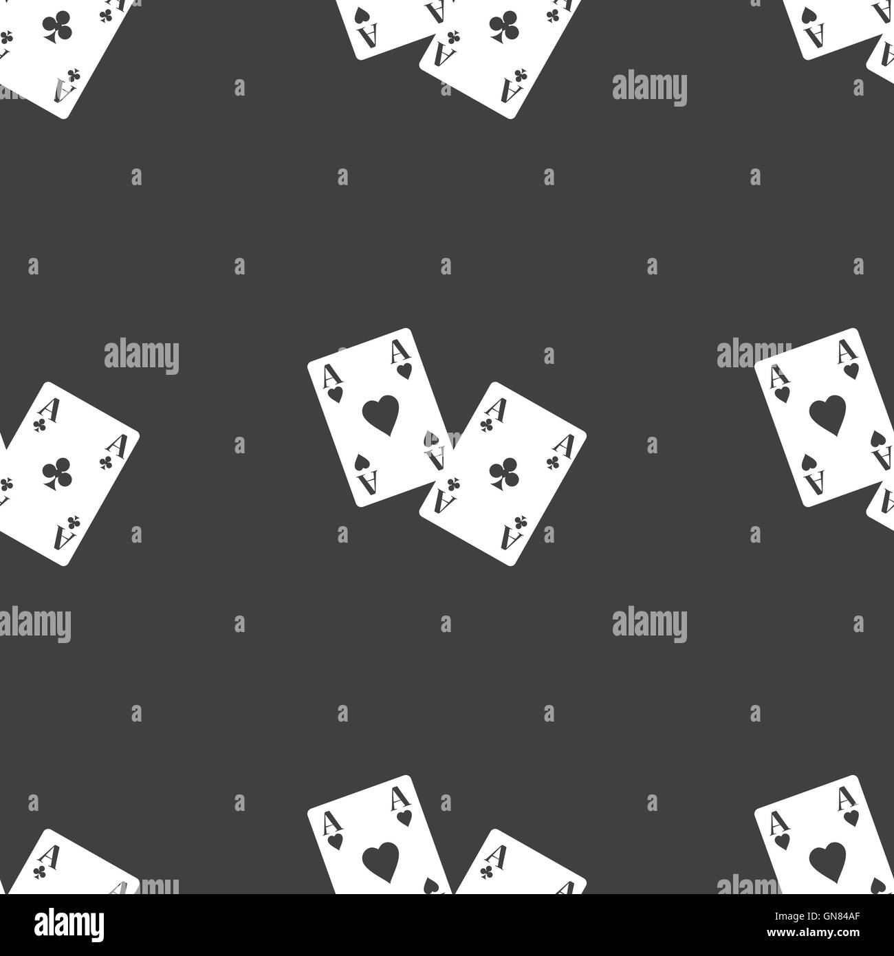 Two Aces icon sign. Seamless pattern on a gray background. Vector Stock ...