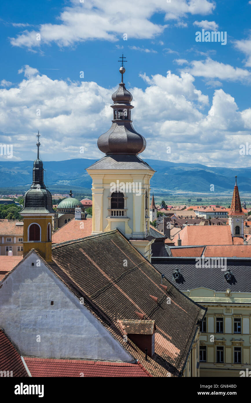 Holy Trinity Roman-Catholic Church in Sibiu city in Romania Stock Photo ...
