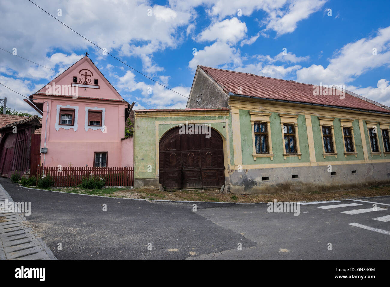 typical house facade in Saxon Sibiel village in Romania Stock Photo - Alamy