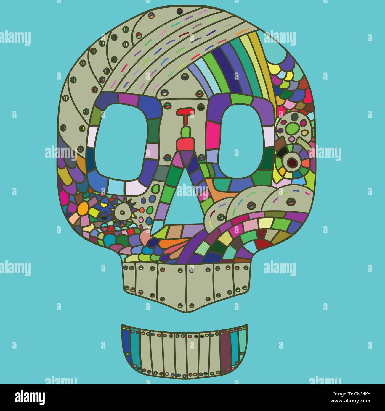 Vector Illustration . Decorative Skull Head in doodle style Stock ...