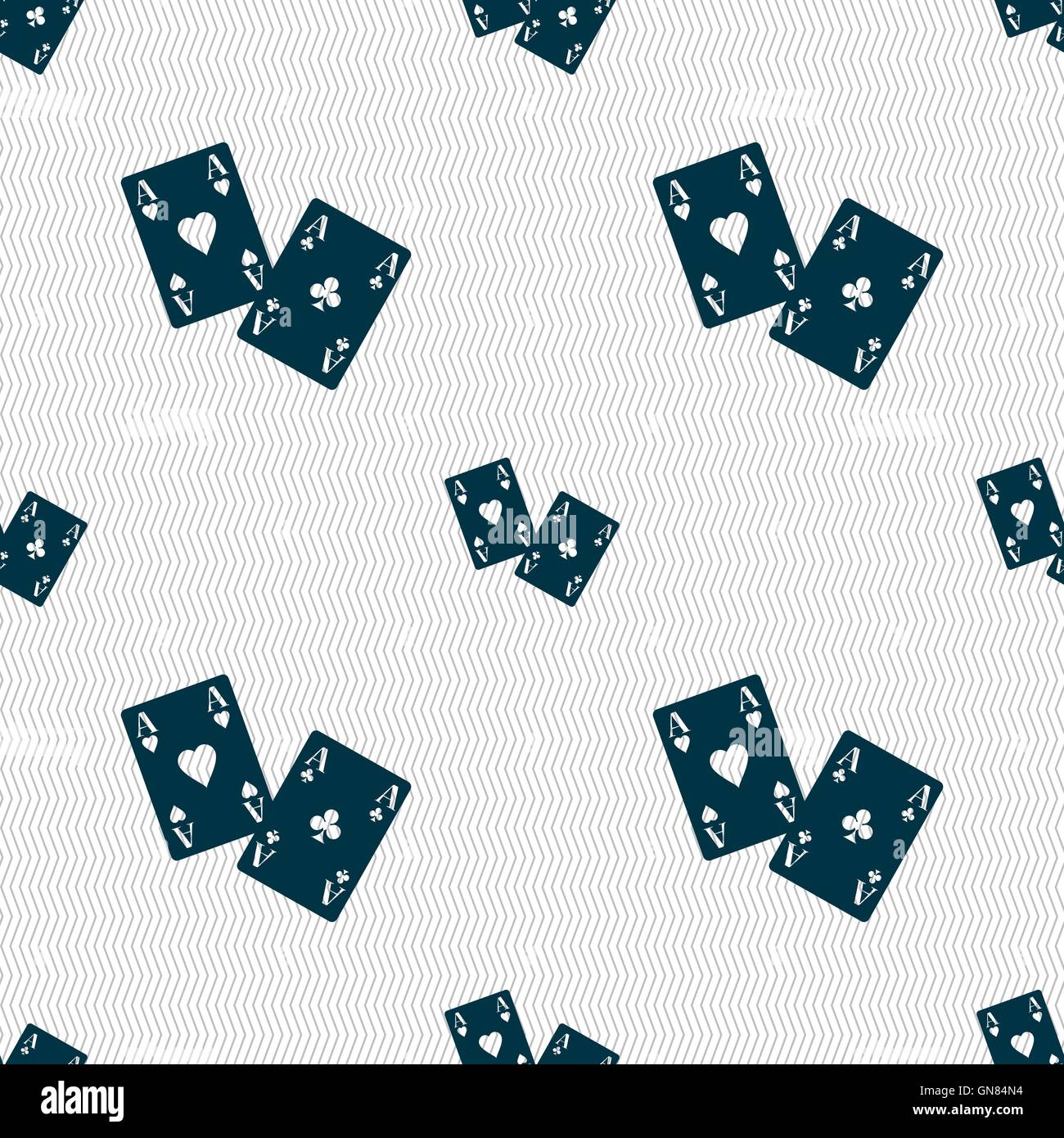 Two Aces icon sign. Seamless pattern with geometric texture. Vector ...