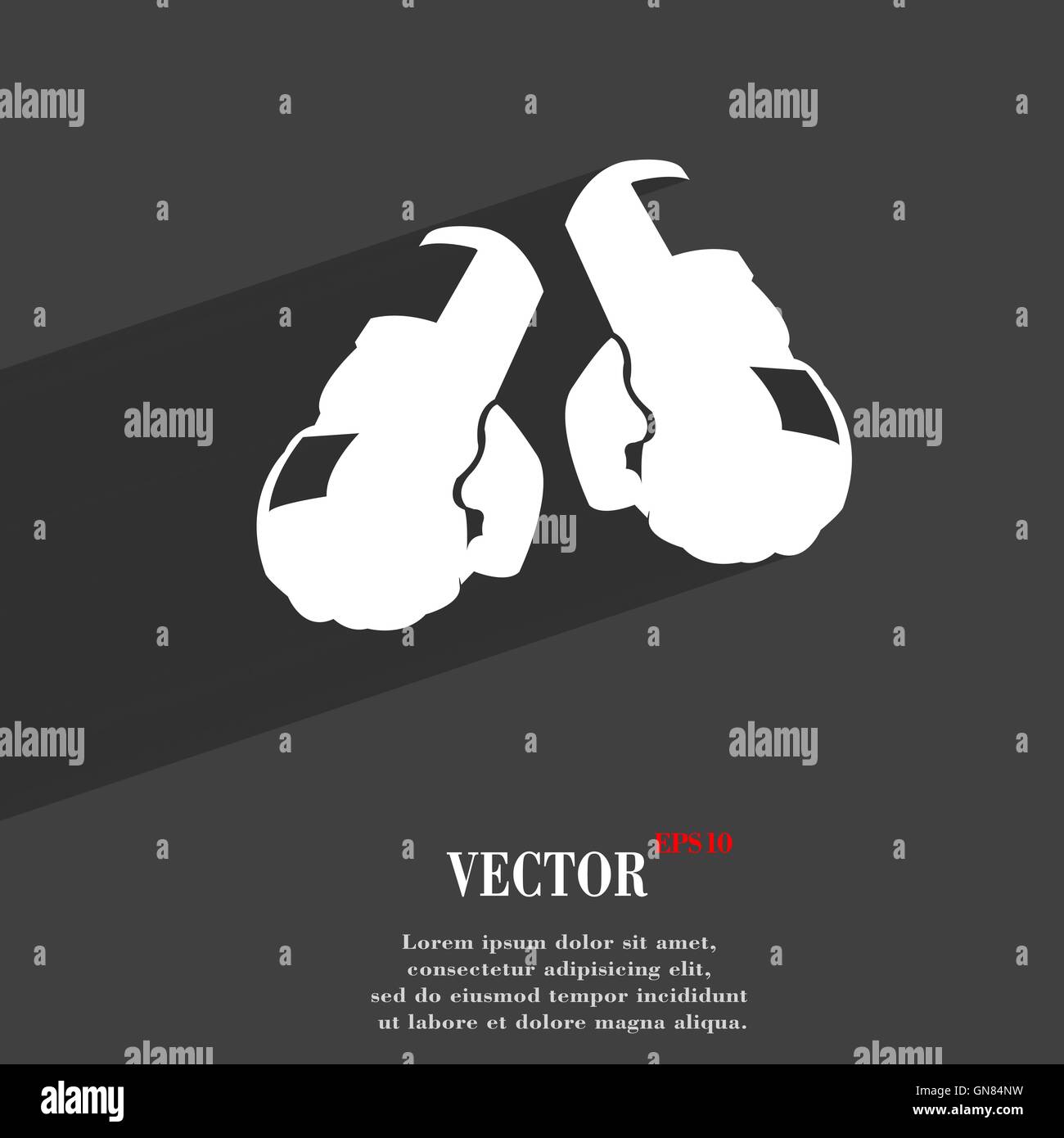 boxing gloves symbol Flat modern web design with long shadow and space ...