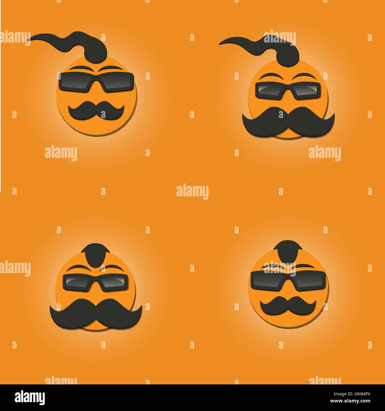 Funny faces with a mustache, vector illustration Stock Vector Image ...
