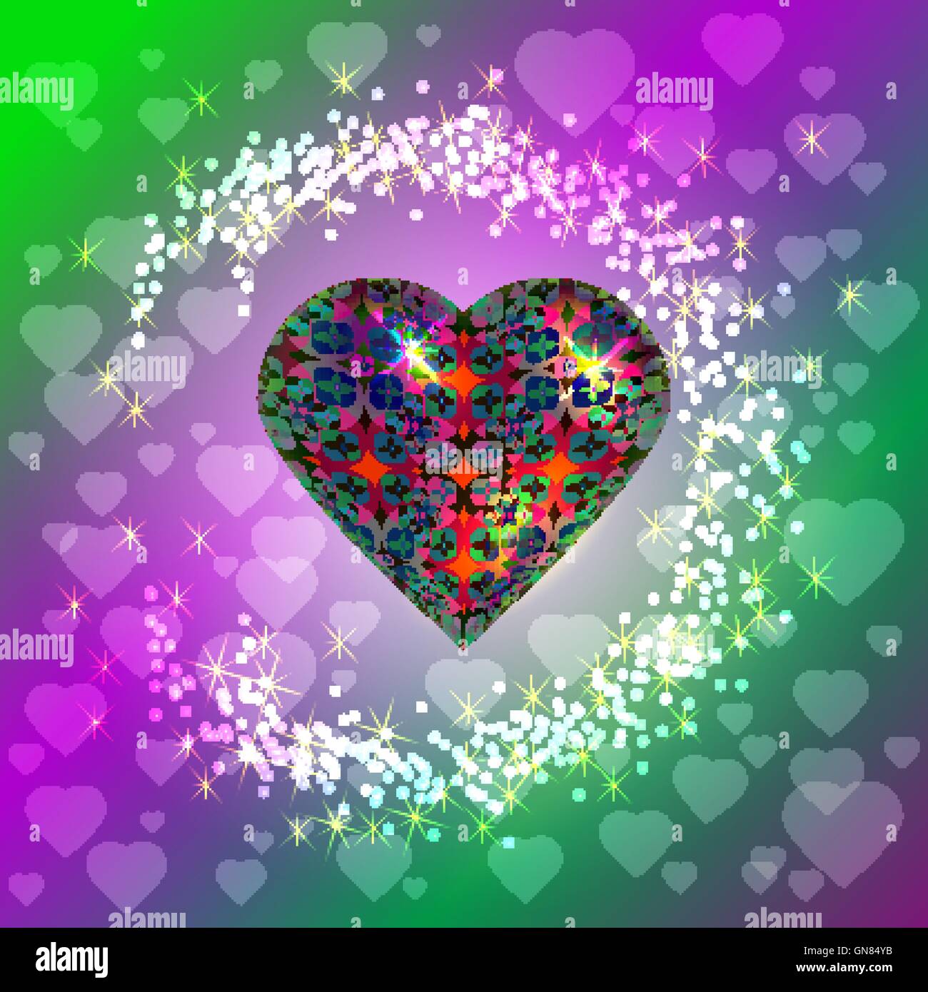 Volume heart. Bright pattern. Surrounds Lights Stock Vector Image & Art ...