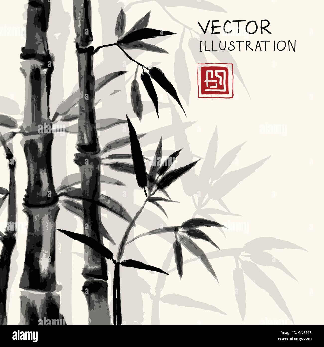 Traditional sumi-e background with bamboo Stock Vector Image & Art - Alamy