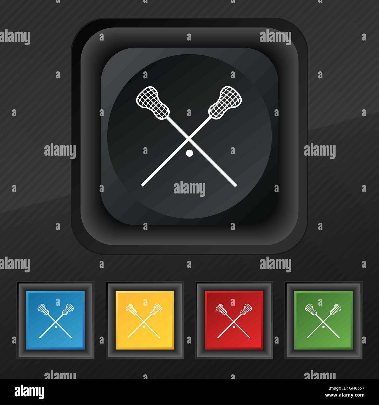 Lacrosse Sticks crossed icon symbol. Set of five colorful, stylish ...