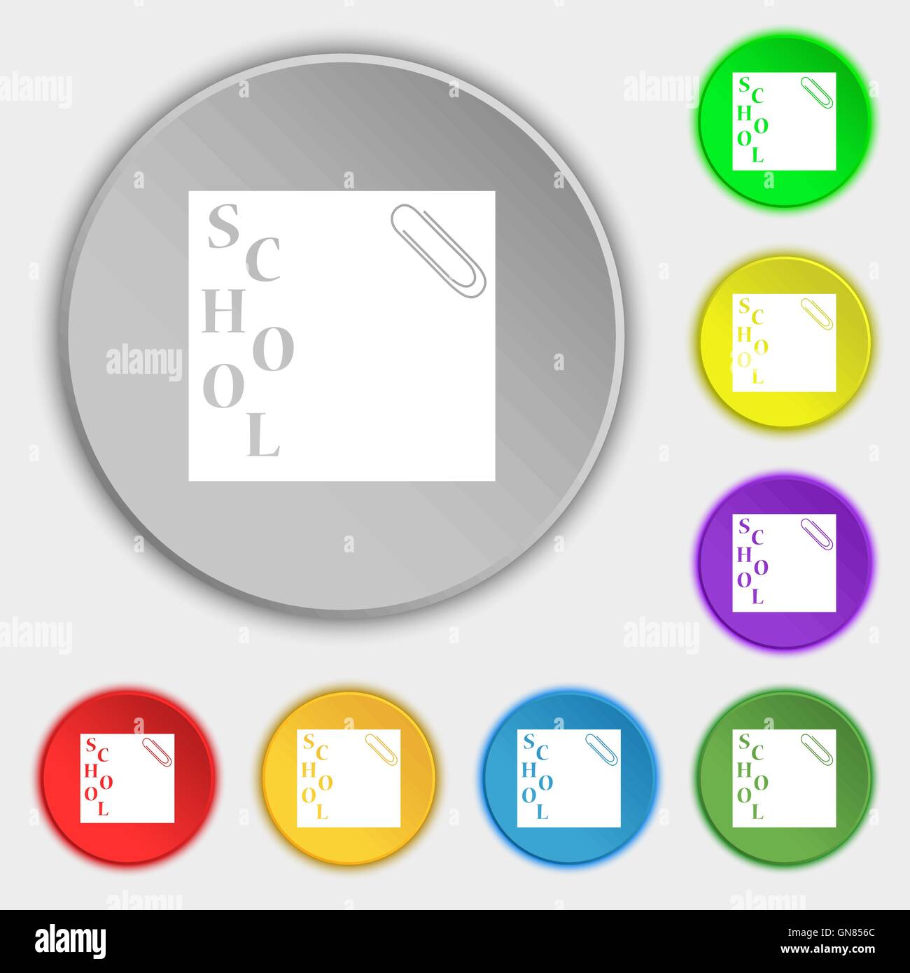 reminder sticker, note icon sign. Symbol on eight flat buttons. Vector ...