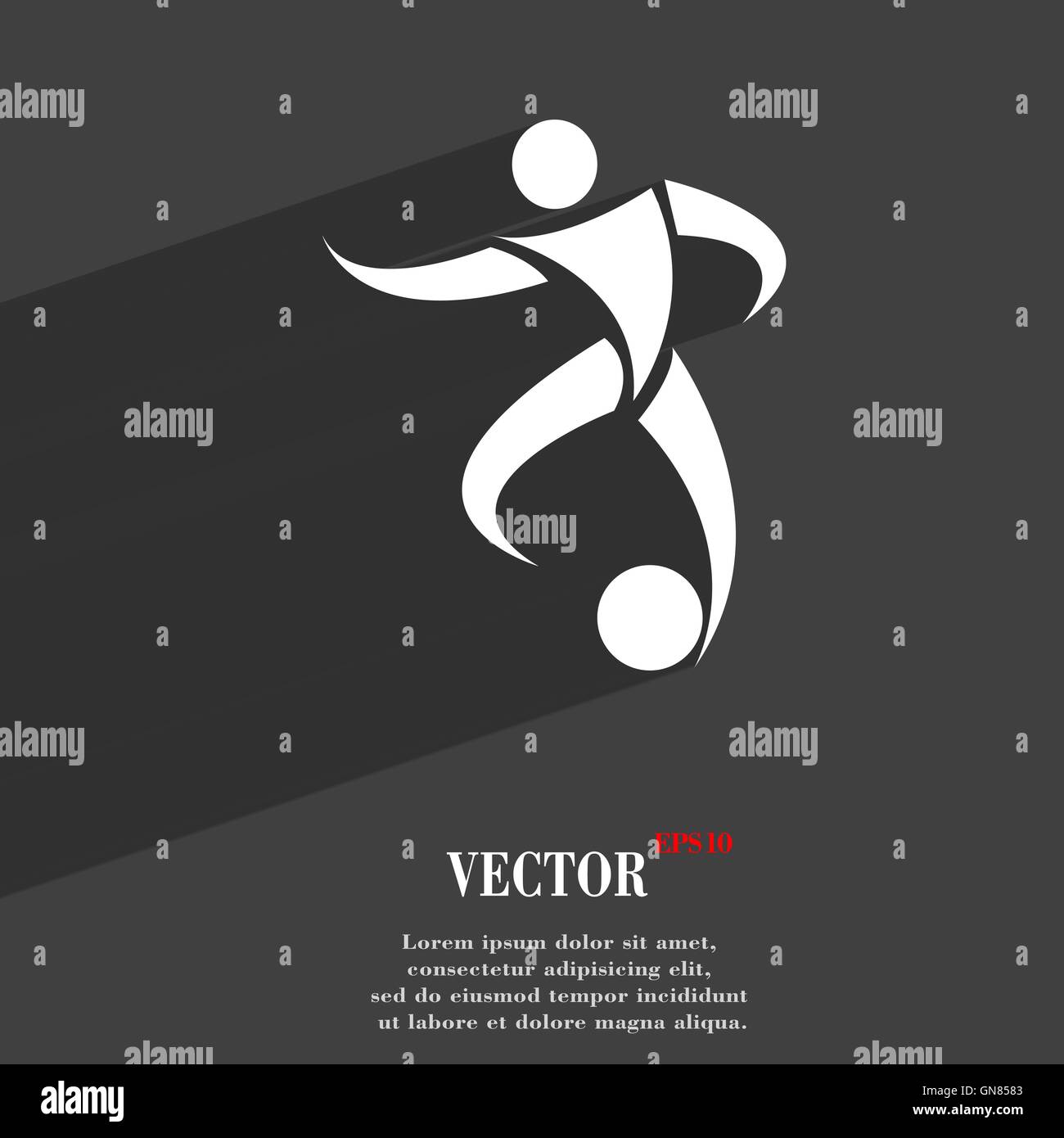 football player symbol Flat modern web design with long shadow and ...