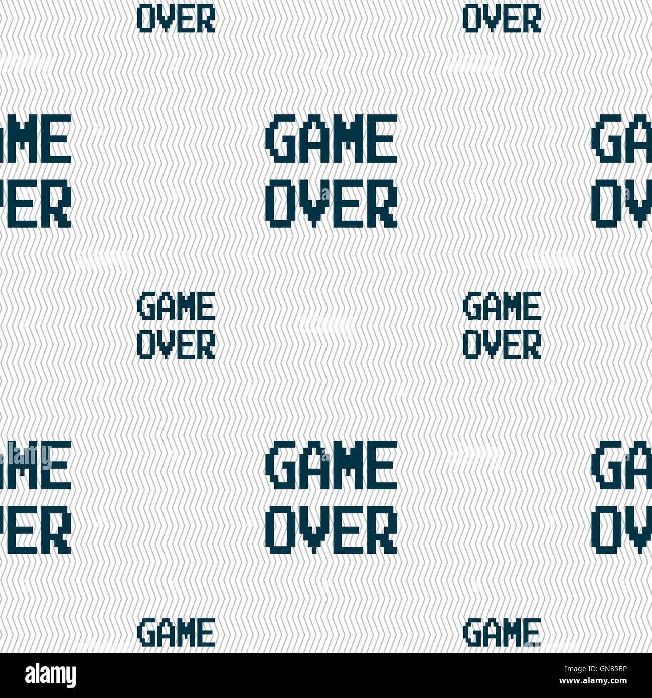 Game over concept icon sign. Seamless pattern with geometric texture ...