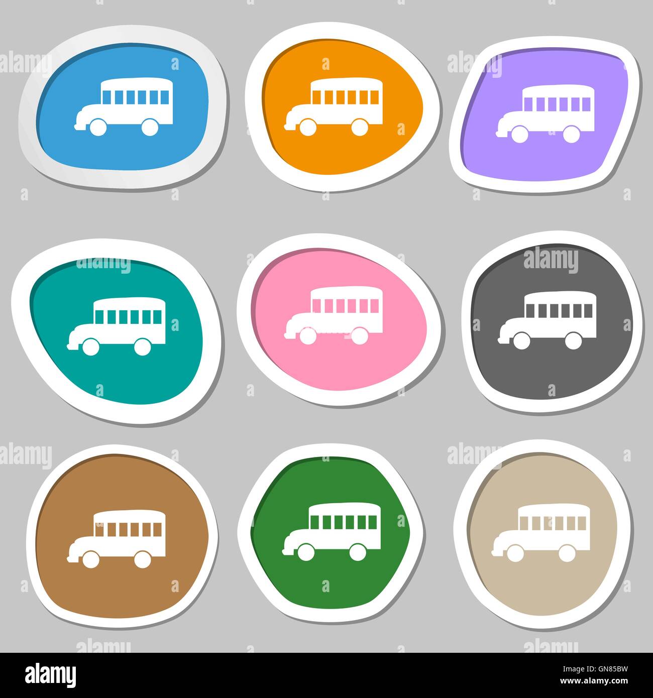Bus symbols. Multicolored paper stickers. Vector Stock Vector Image ...