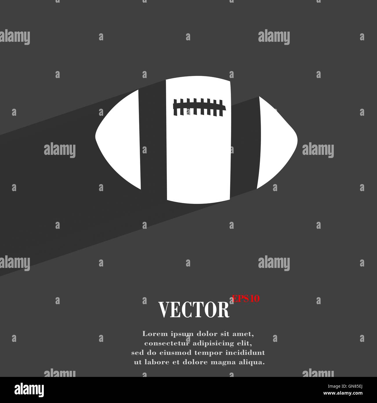 rugby ball symbol Flat modern web design with long shadow and space for ...