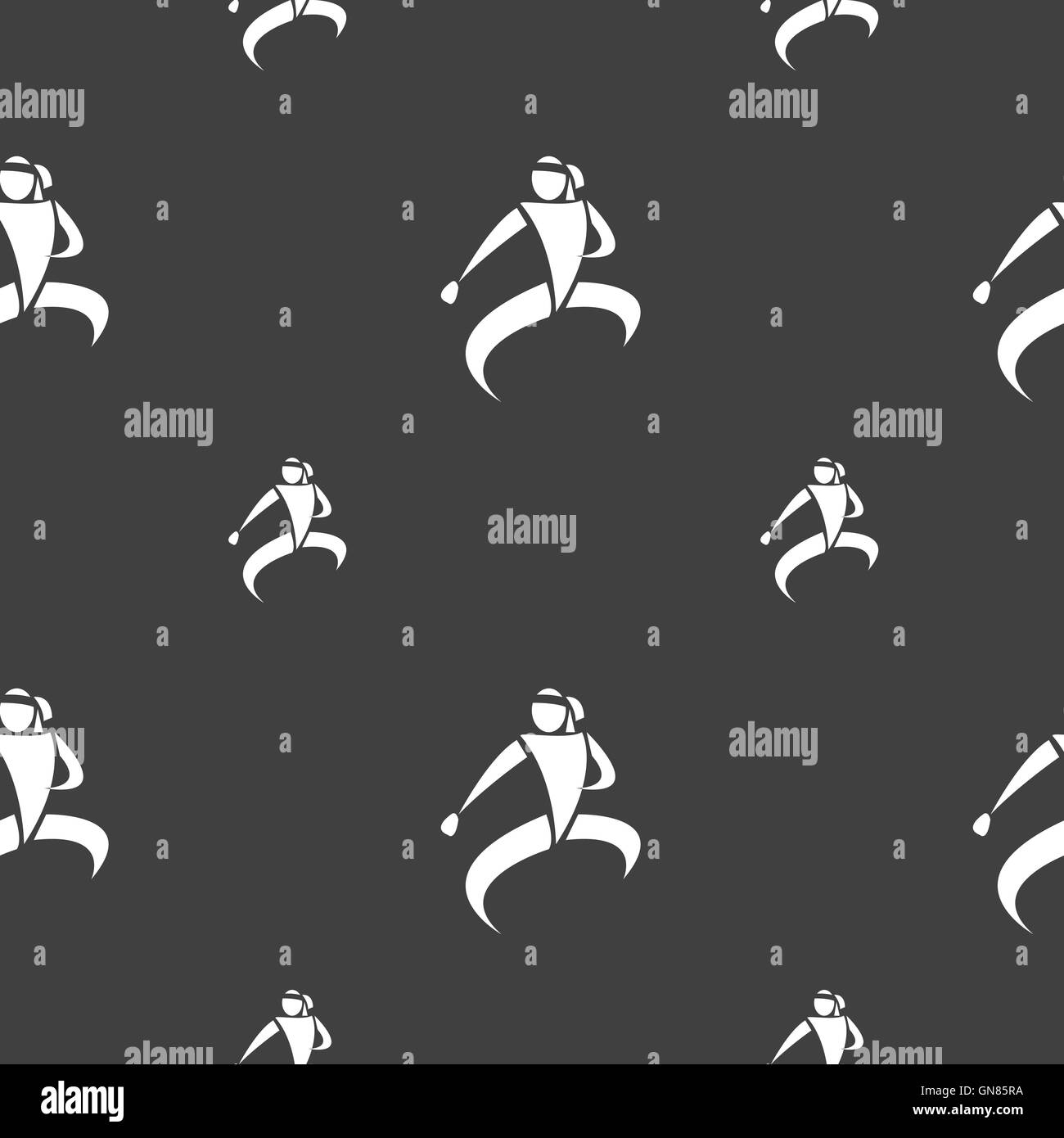 Karate kick icon sign. Seamless pattern on a gray background. Vector ...