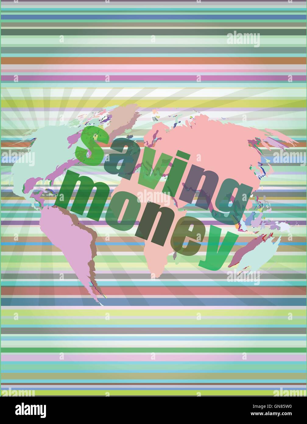 Management concept: words saving money on digital screen vector ...