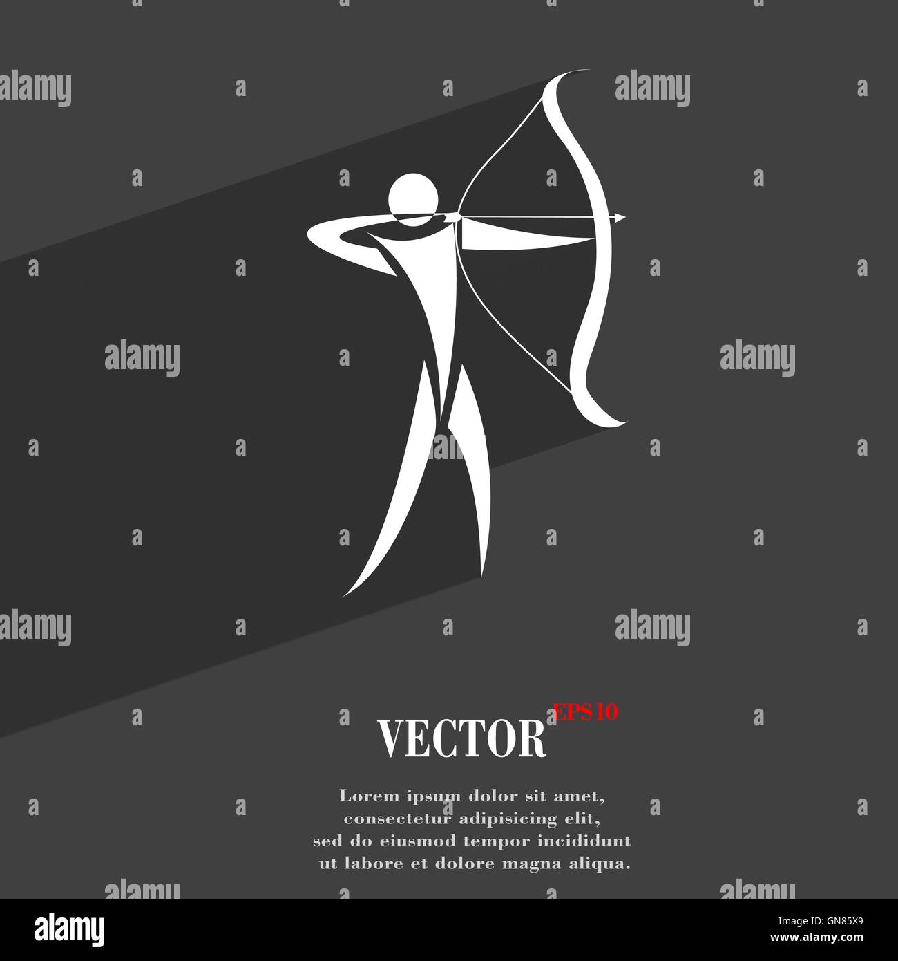 Archery symbol Flat modern web design with long shadow and space for ...