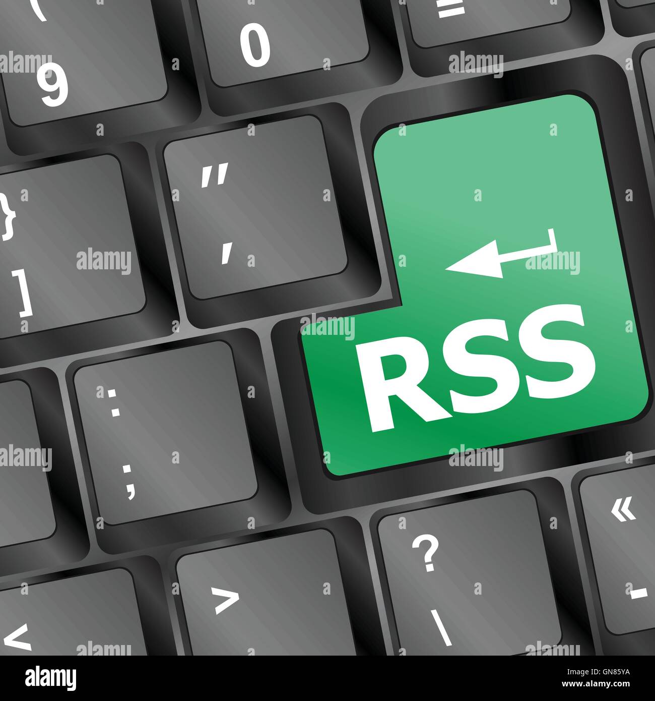 RSS button on keyboard close-up vector illustration Stock Vector Image ...