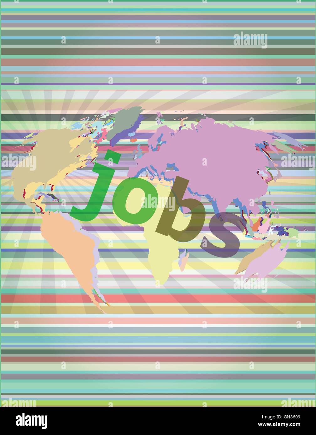 The word jobs on digital screen, social concept vector illustration ...