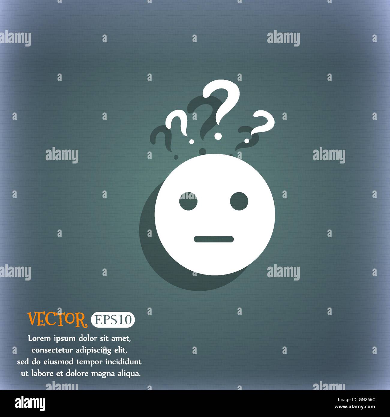 question mark and man, incomprehension icon. On the blue-green abstract ...