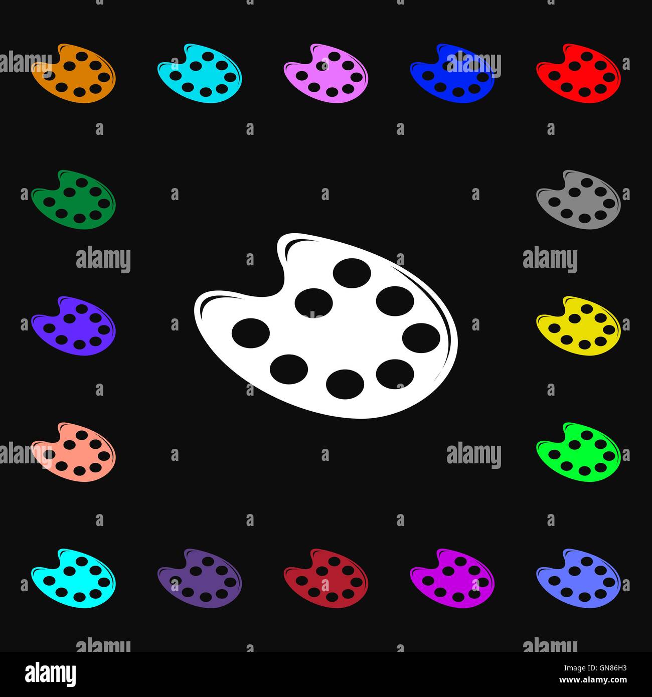 Paint with palette icon sign. Lots of colorful symbols for your design ...