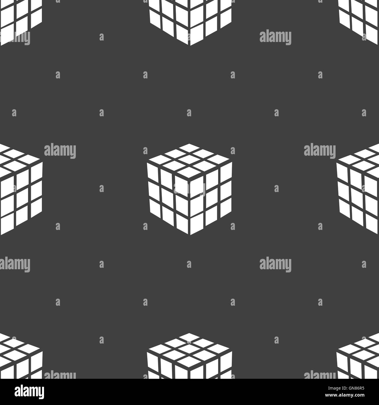 A three sided cube puzzle box in 3D icon sign. Seamless pattern on a ...