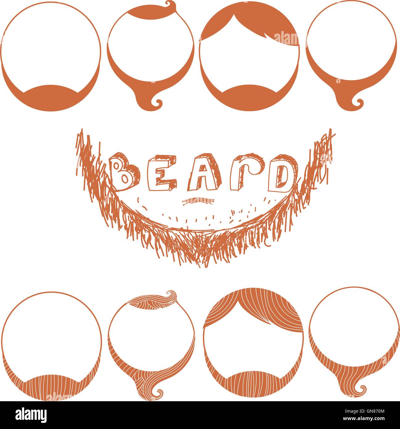 Vector Set of Beard Silhouettes. Types of Beards Stock Vector Image ...