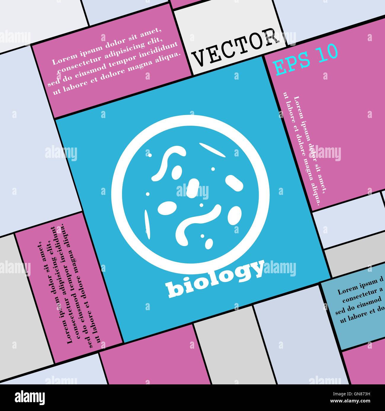 bacteria and virus disease, biology cell under microscope icon sign ...